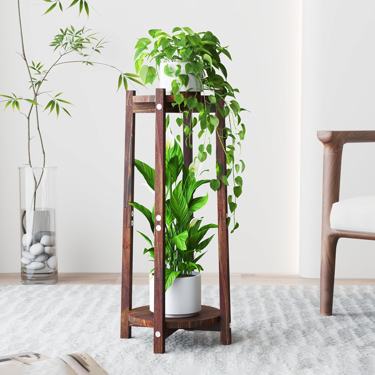 Corner table for flower pot store